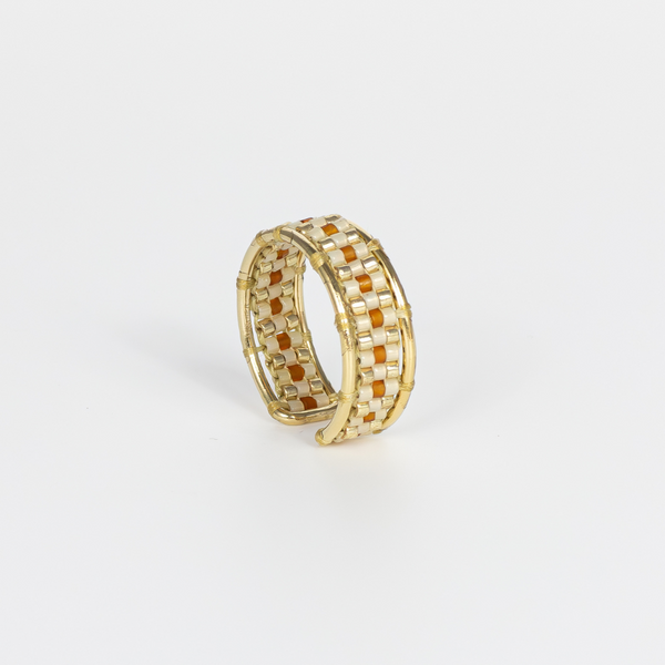 Yafa in Honey Opal - Ring with Palestinian Tatreez Pattern No – Asherah ...
